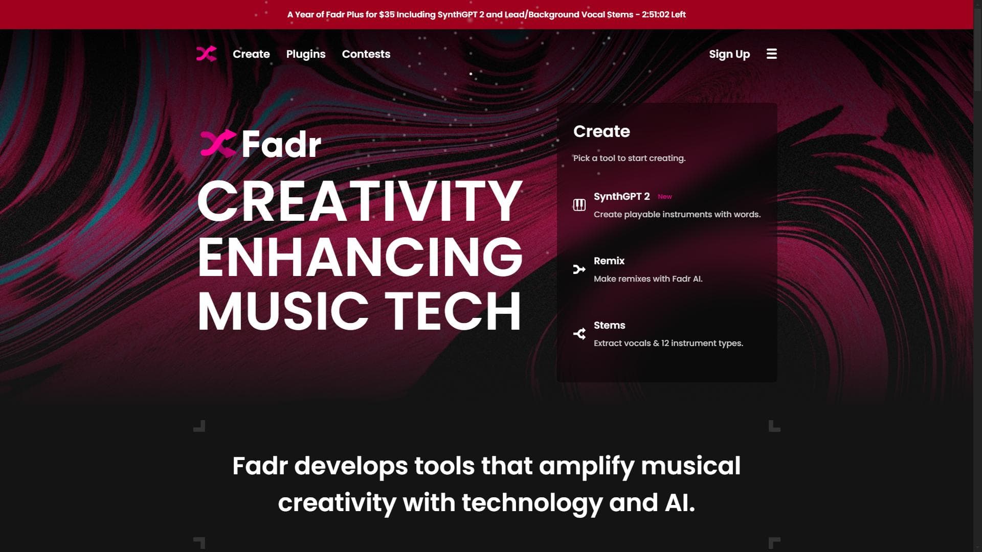 Fadr - 免费AI音乐创作工具，人声分离、歌曲混音与更多