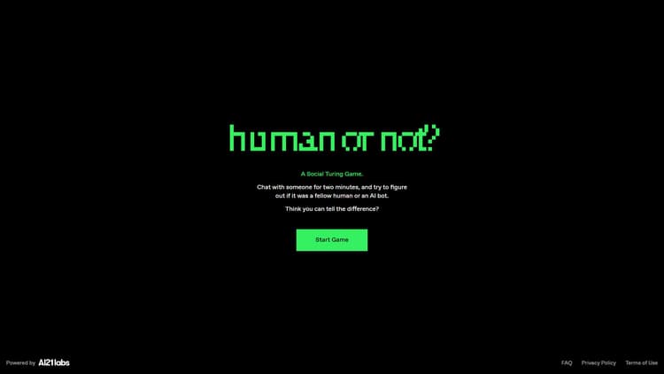 Human or Not? - 在线图灵测试游戏，分辨人类与AI机器人