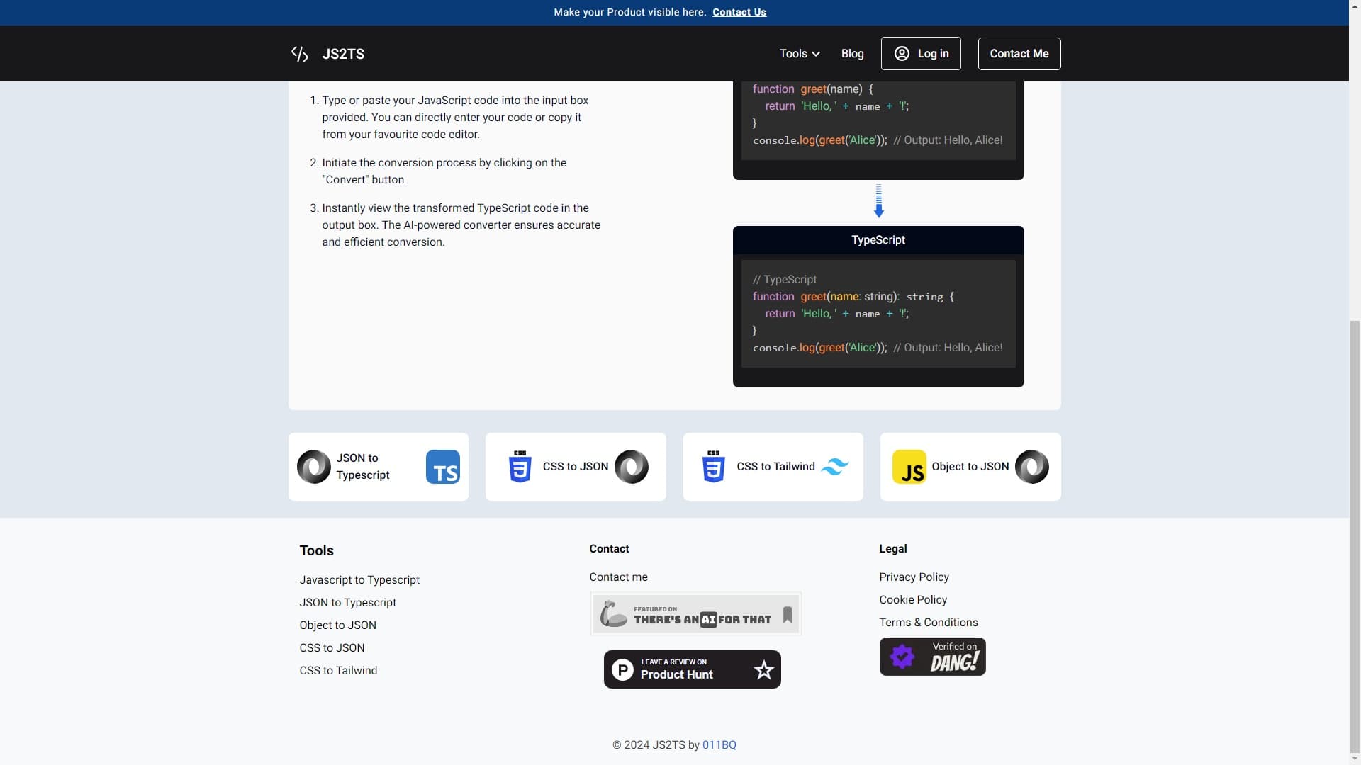 Js2TS.com | Javascript到Typescript转换器 | ChatGPT驱动