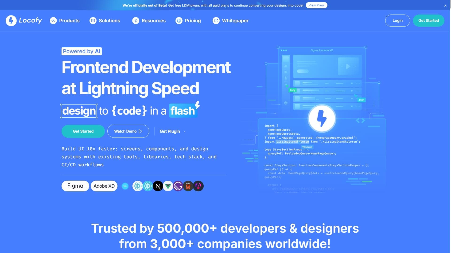 Locofy.ai 官网 - AI设计转前端代码工具，支持Figma与React/Flutter