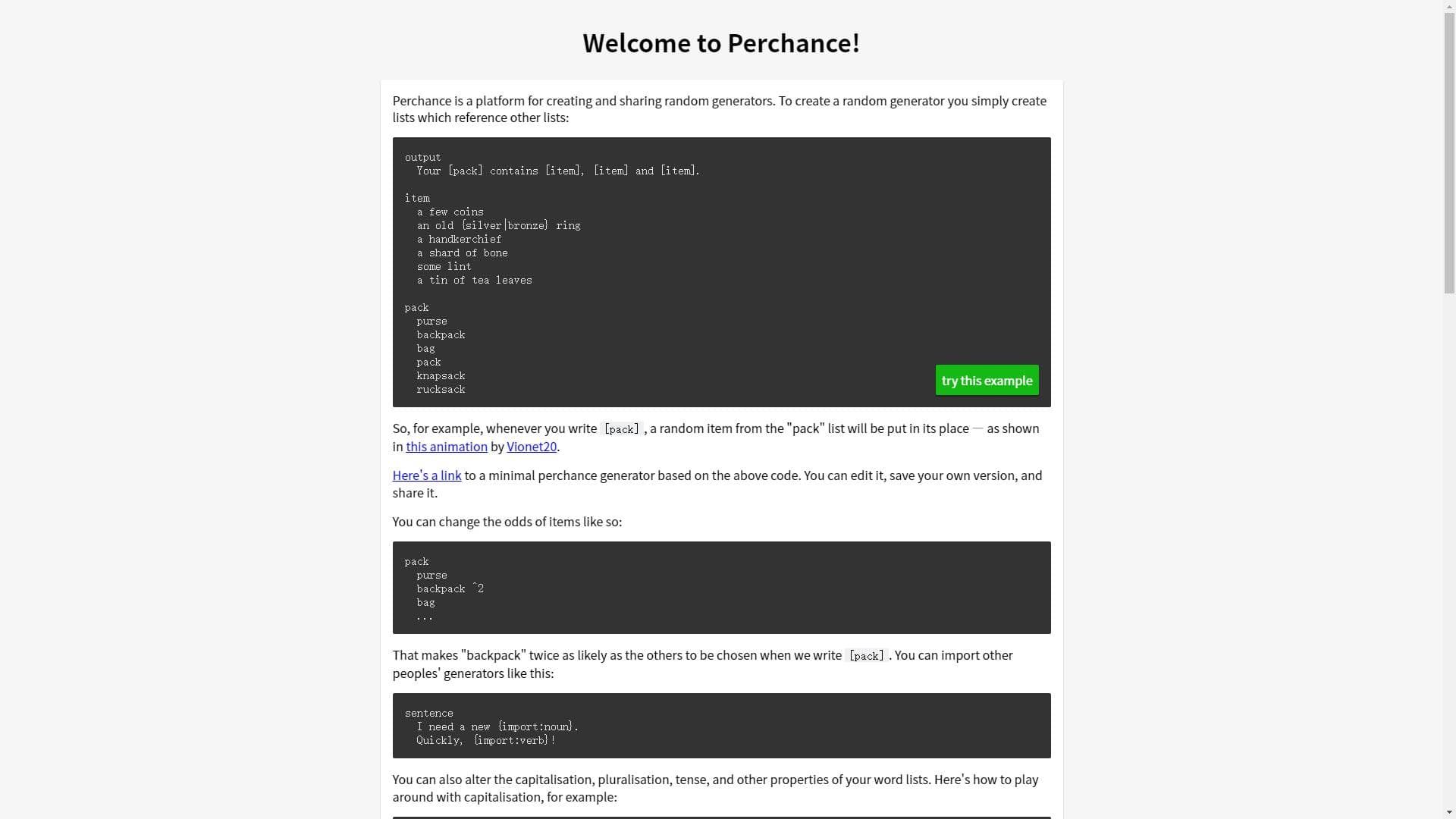 Perchance 随机生成器官网 | 在线自定义生成器工具