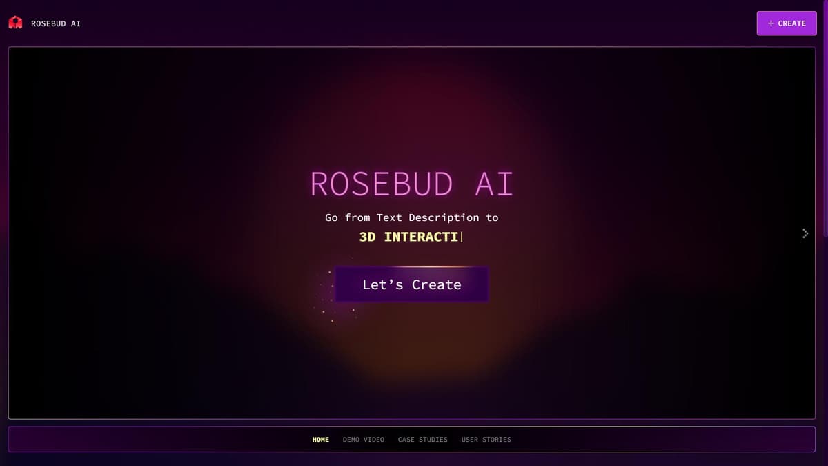 Rosebud AI：零代码 3D 游戏与应用创作平台 | Vibe Coding 引领者