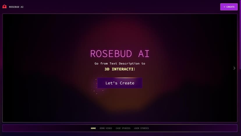 Rosebud AI：零代码 3D 游戏与应用创作平台 | Vibe Coding 引领者
