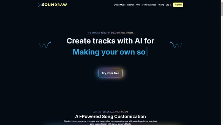 SOUNDRAW：AI 音乐生成器 | 创作免版税音乐与节拍，免费试用