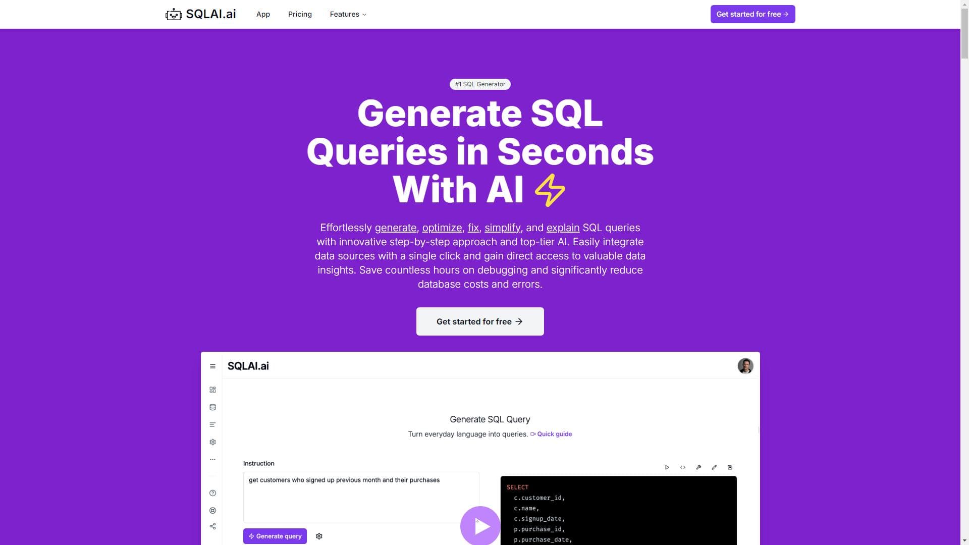 SQLAI.ai - 免费 AI SQL 生成、优化与解释工具 | 支持 SQL & NoSQL 引擎