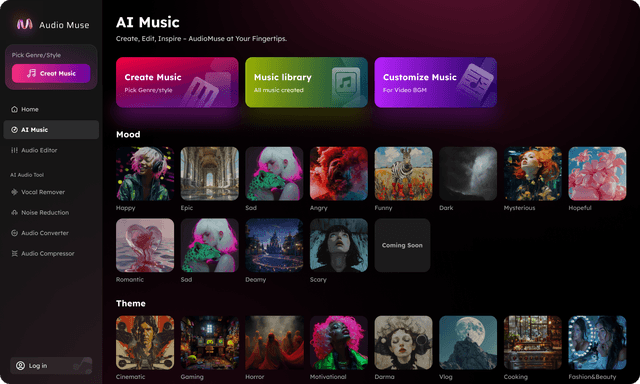 Audio Muse：免费在线 AI 音频工具，音乐生成、降噪、人声分离一站式解决方案