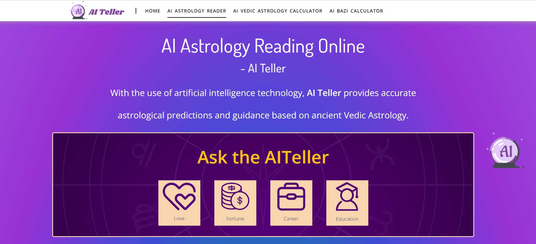 AI Teller - 在线 AI 算命师 | 吠陀占星与中国八字计算