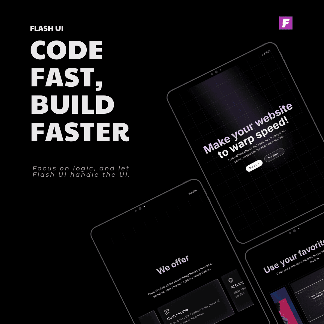 Flash UI: 最快AI组件库 | 快速开发精美UI界面