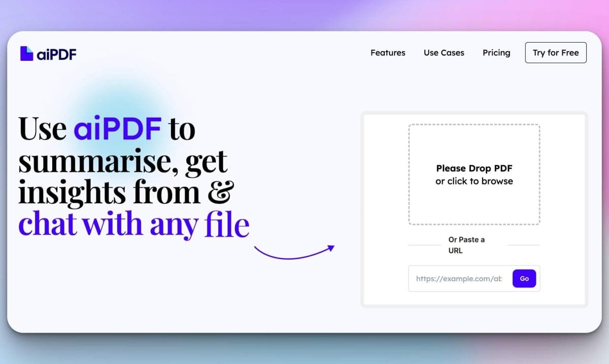 aiPDF: AI驱动PDF聊天工具 - 总结、洞察、对话任何文件
