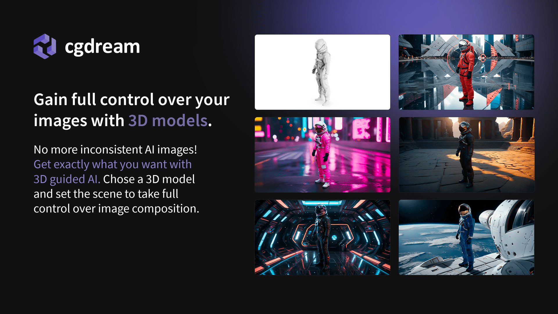 CGDream: 免费AI图像生成器 - 文本、照片、3D模型转艺术图
