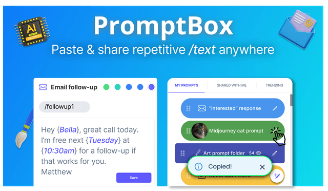 PromptBox：最佳文本管理与快速粘贴工具 | 跨设备同步，全应用支持