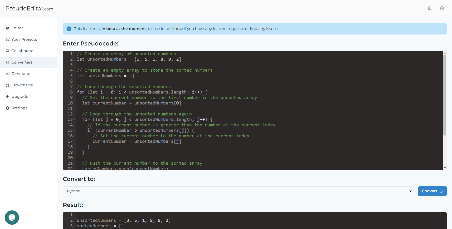 PseudoEditor - 免费在线伪代码编辑器与编译工具
