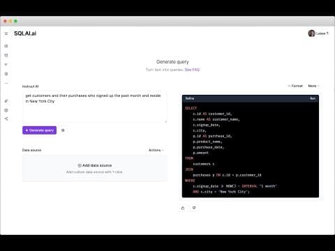SQLAI.ai - 免费 AI SQL 生成、优化与解释工具 | 支持 SQL & NoSQL 引擎