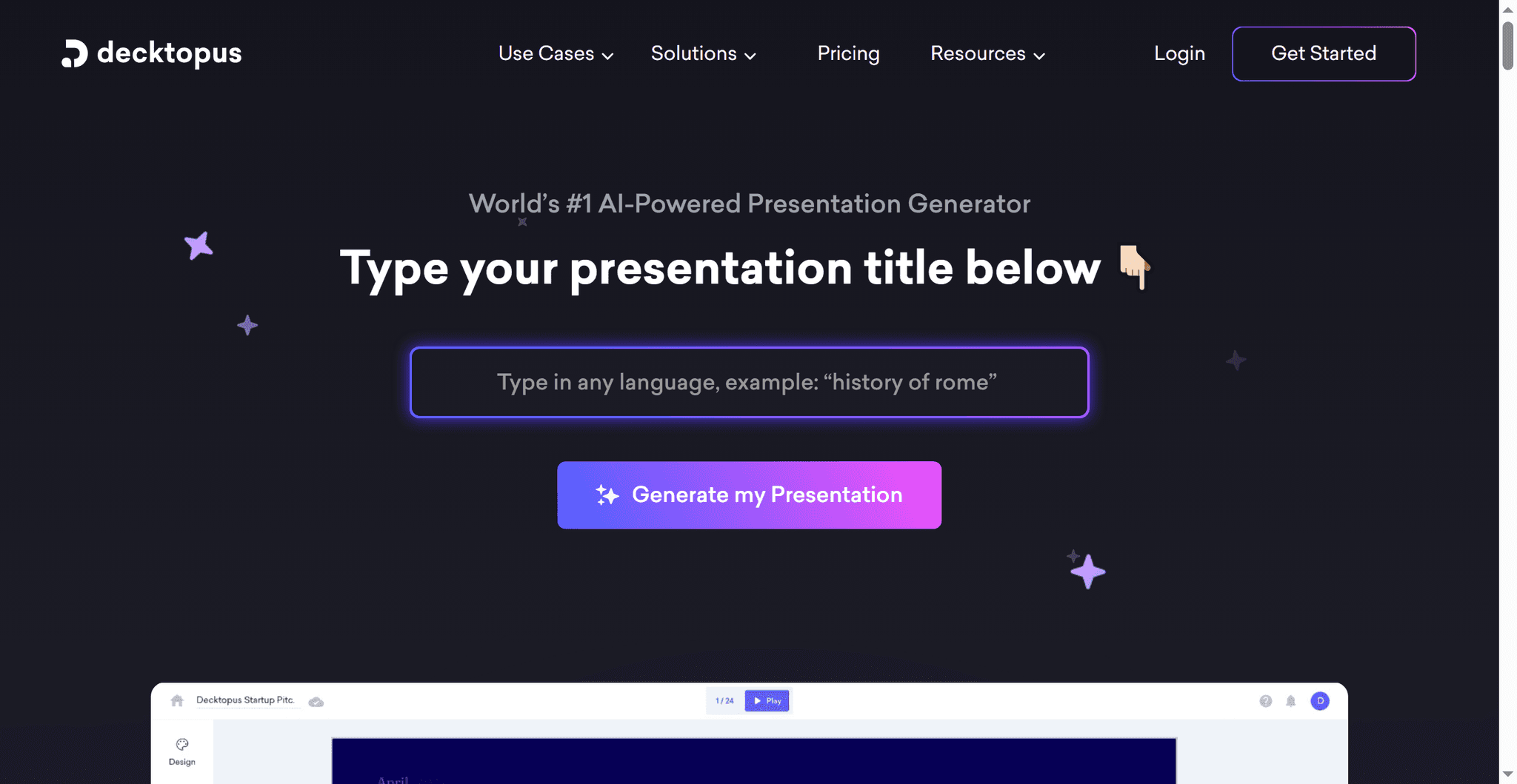 Decktopus AI - 在线 AI 演示文稿生成器 | 一键创建高质量商务展示