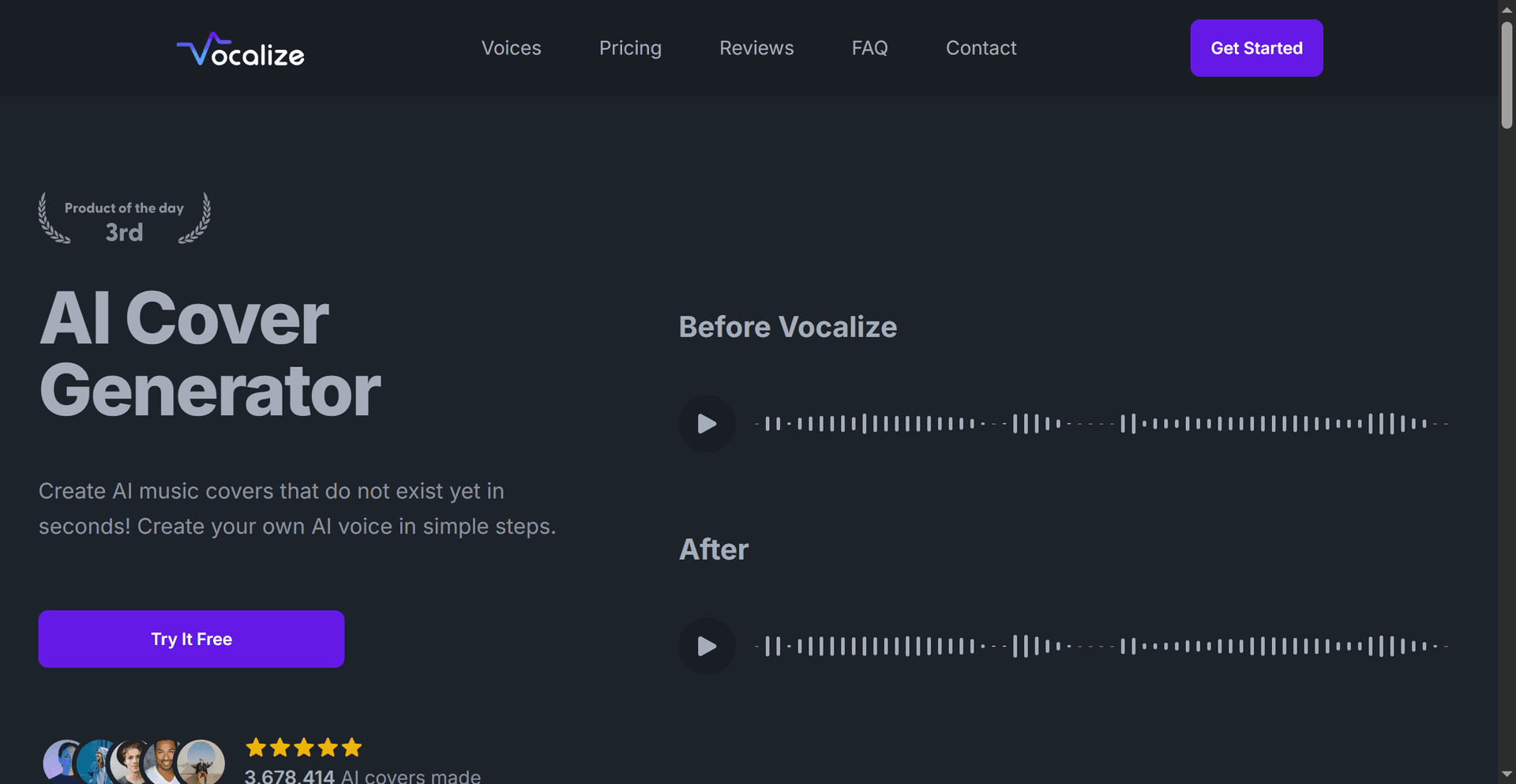 Vocalize - AI 翻唱与语音生成平台 | 创造属于你的 AI 声音