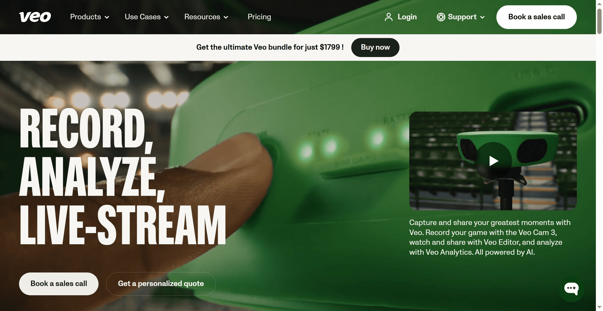 Veo：智能体育摄像与AI分析平台 | 自动录制与直播解决方案