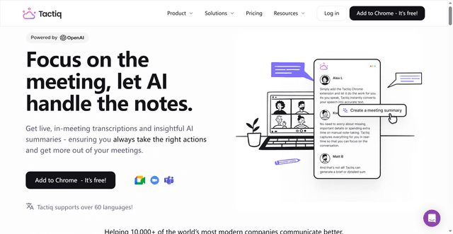 Tactiq.io 官网 - AI 会议助手 | 在线实时转录与总结