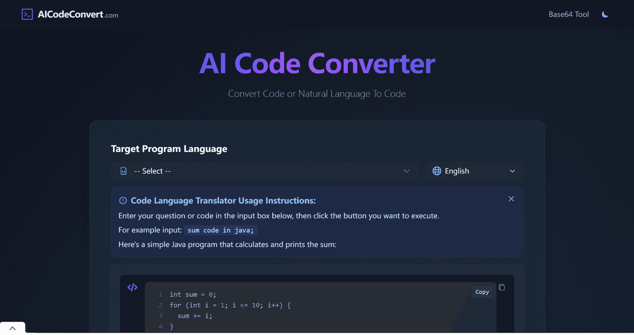 AI Code Converter - 免费多语言代码翻译与生成工具