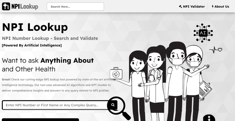 NPI Lookup - 免费 AI 工具查找和验证美国医疗服务提供者 NPI 号码