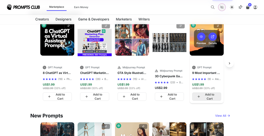 PromptBase - 高质量 AI Prompt 市集，支持 Midjourney、ChatGPT、Sora