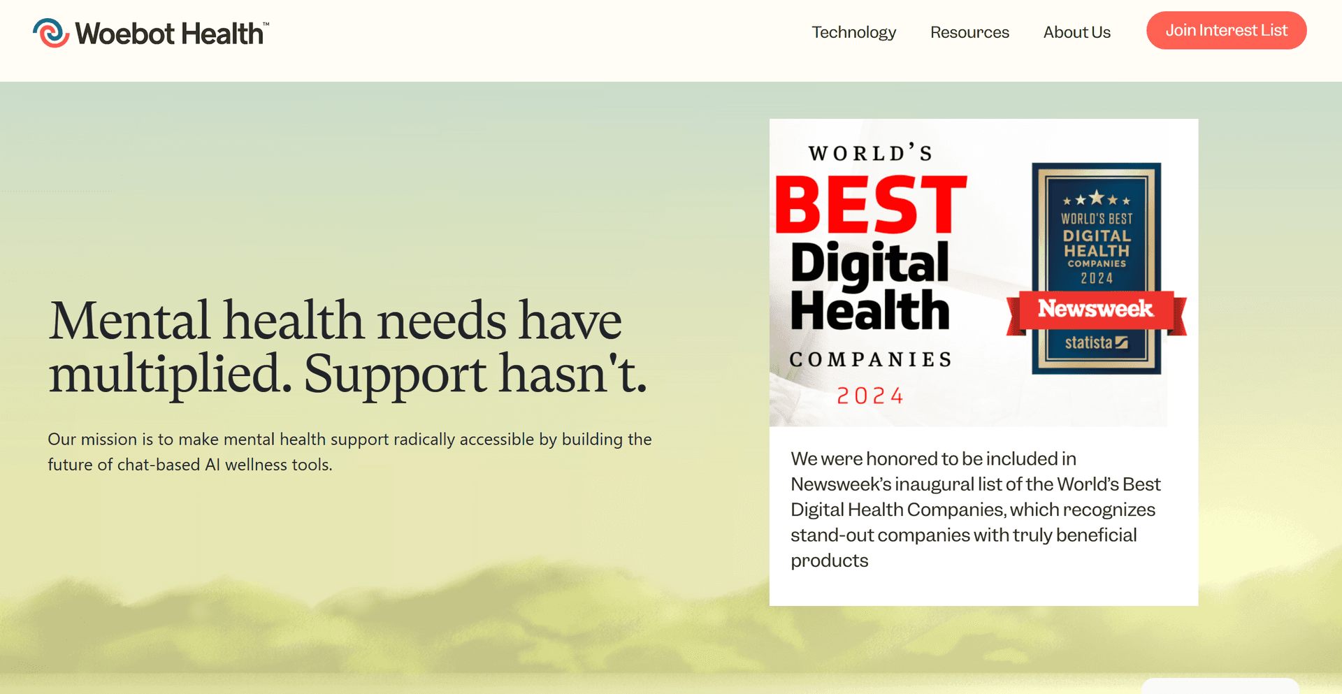 Woebot Health - 基于 AI 的心理健康对话支持 | 数字疗愈解决方案