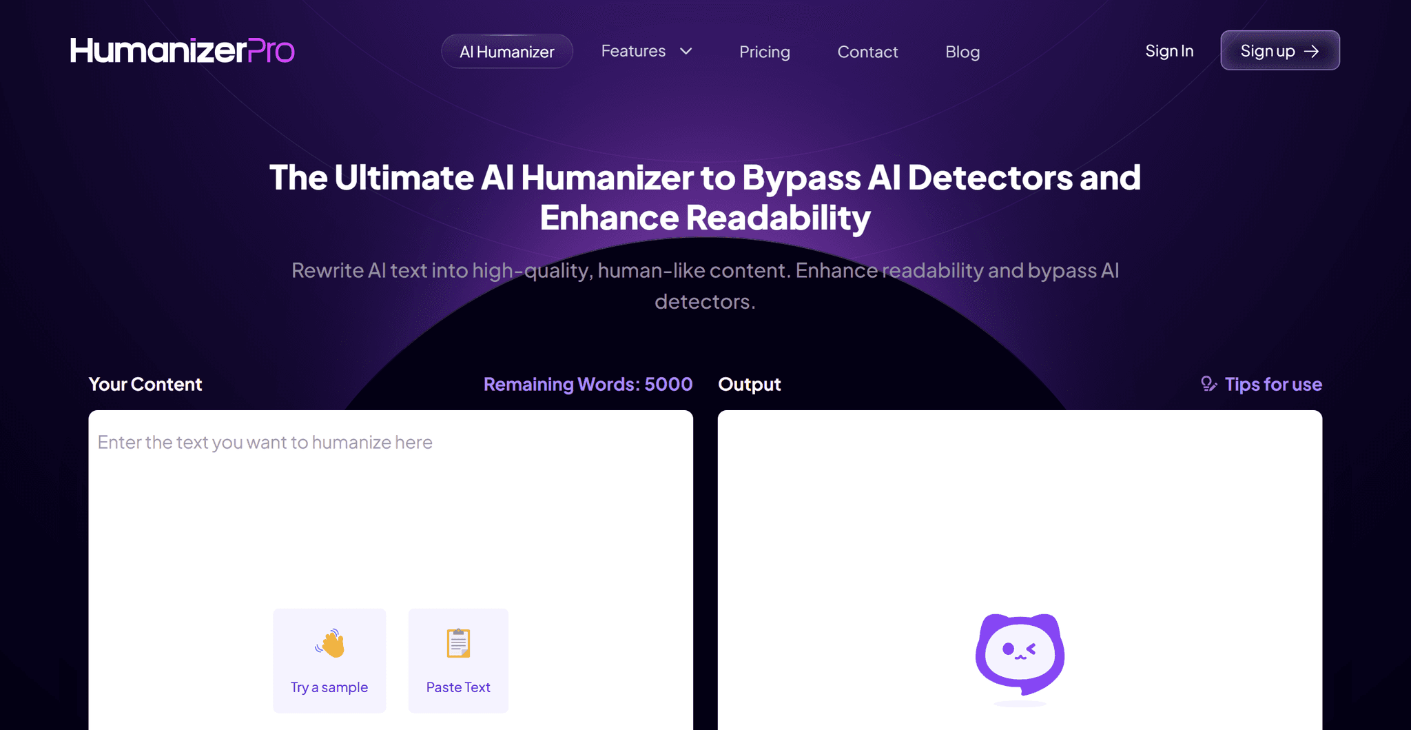 humanizer.org - 免费 AI 内容润色工具，让 AI 文本通过人类检测