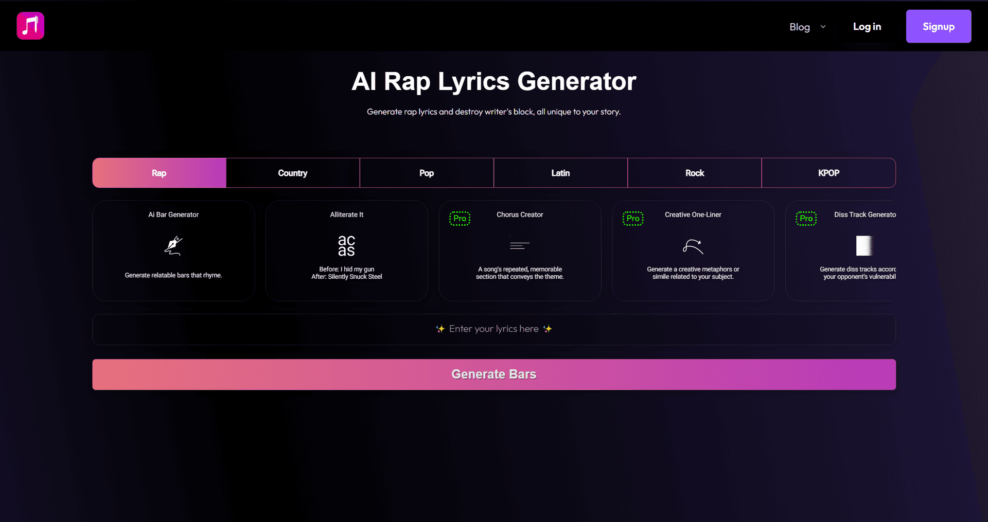 Rap Generator - 免费AI说唱生成器，在线创作歌词与歌曲