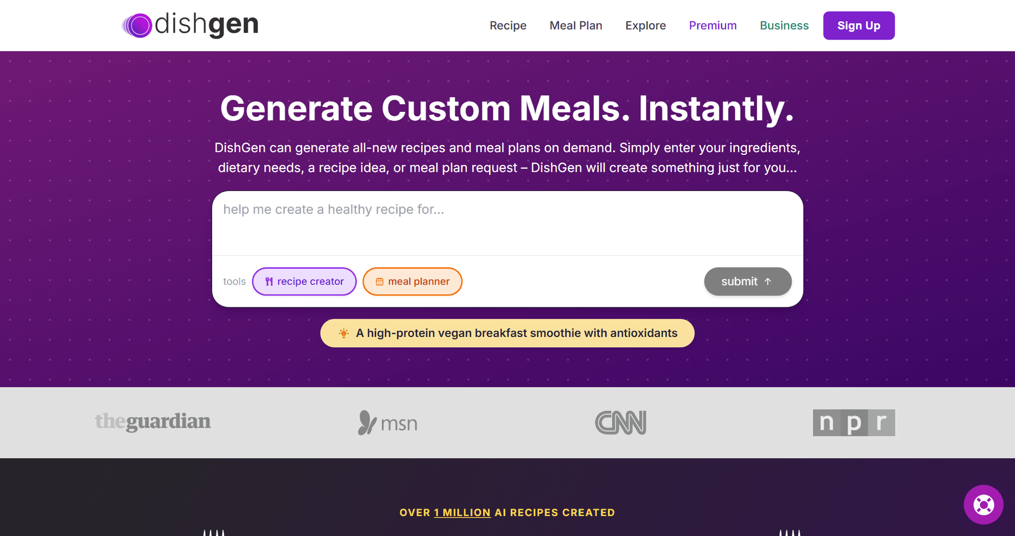 DishGen AI 食谱生成器｜在线餐单规划与个性化美食助手