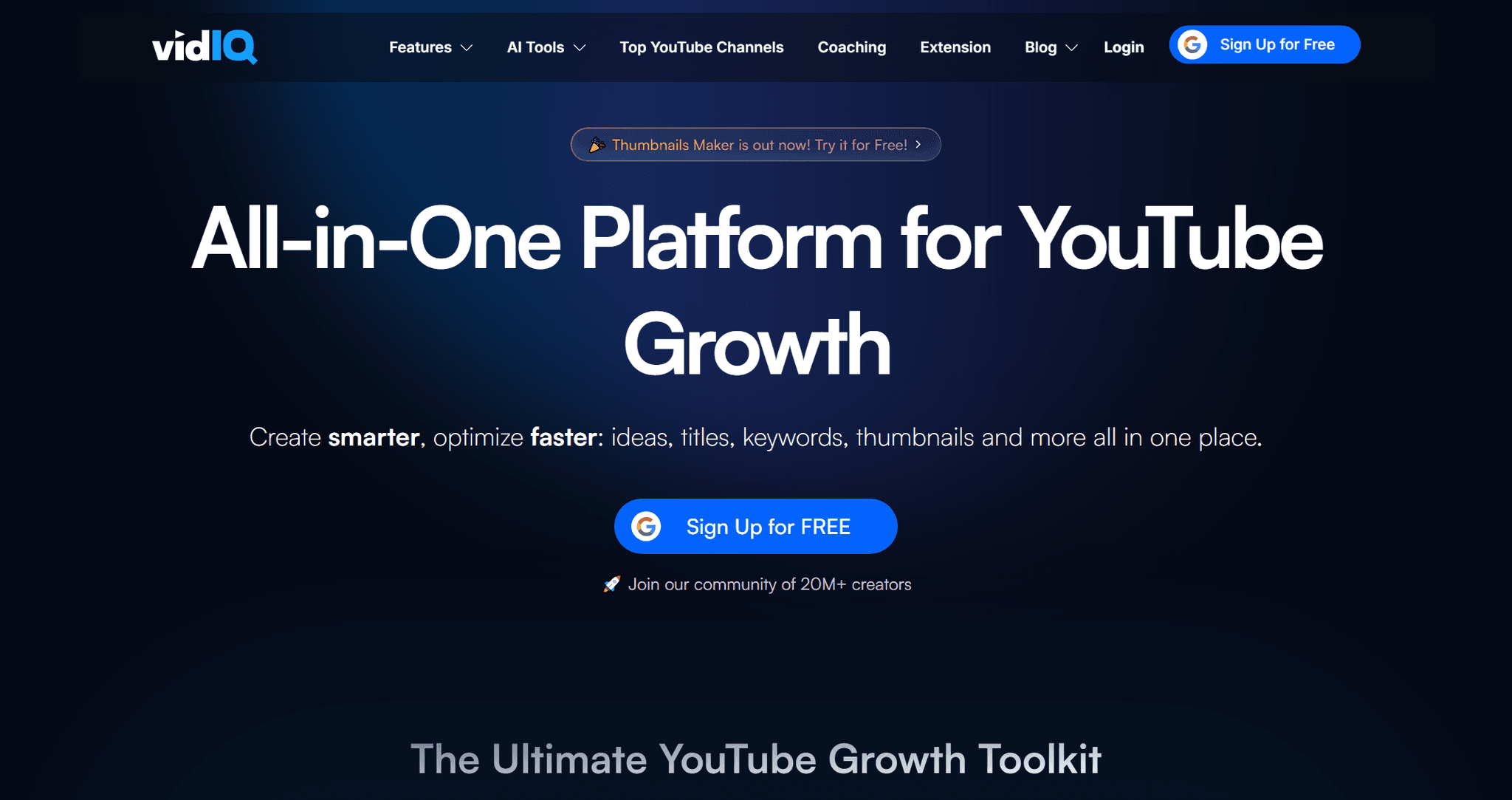 vidIQ 官网 - YouTube优化工具与AI创意平台