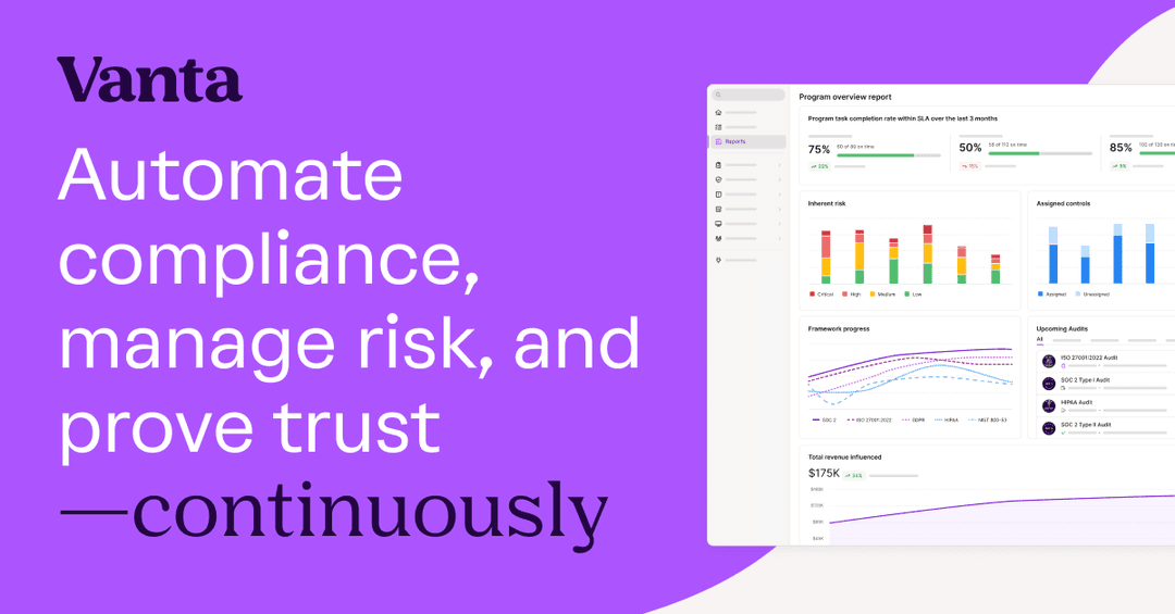 Vanta：一站式自动化SOC 2、HIPAA、ISO 27001等合规认证平台