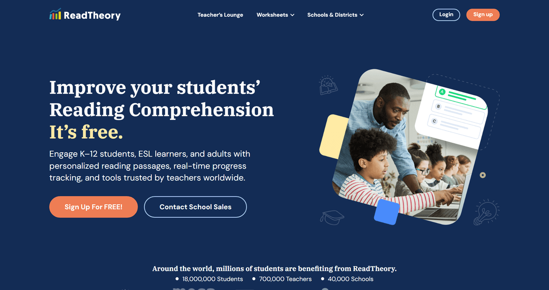 ReadTheory - 免费在线阅读理解练习平台，支持 K-12 与 ESL 学习者