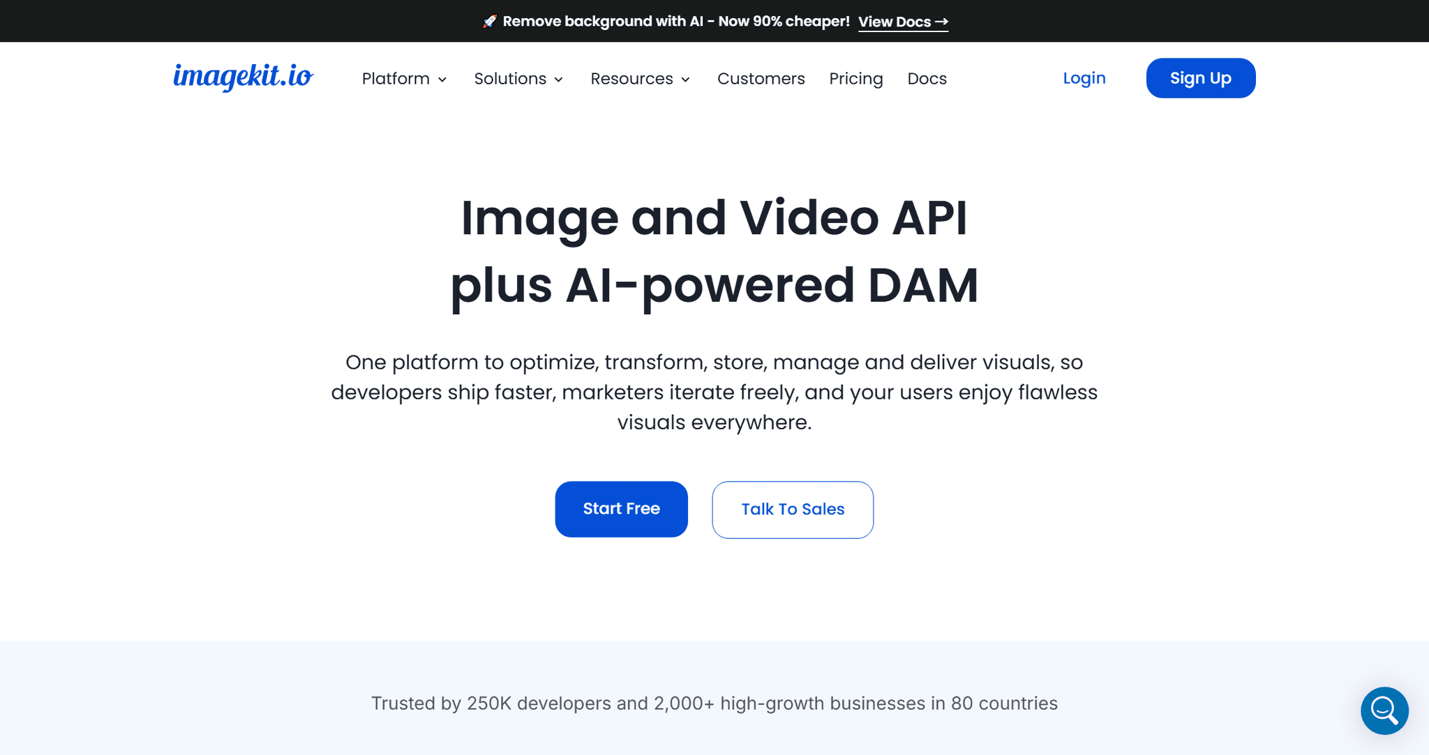 ImageKit.io：图像视频 API | AI DAM | 优化与交付媒体资产