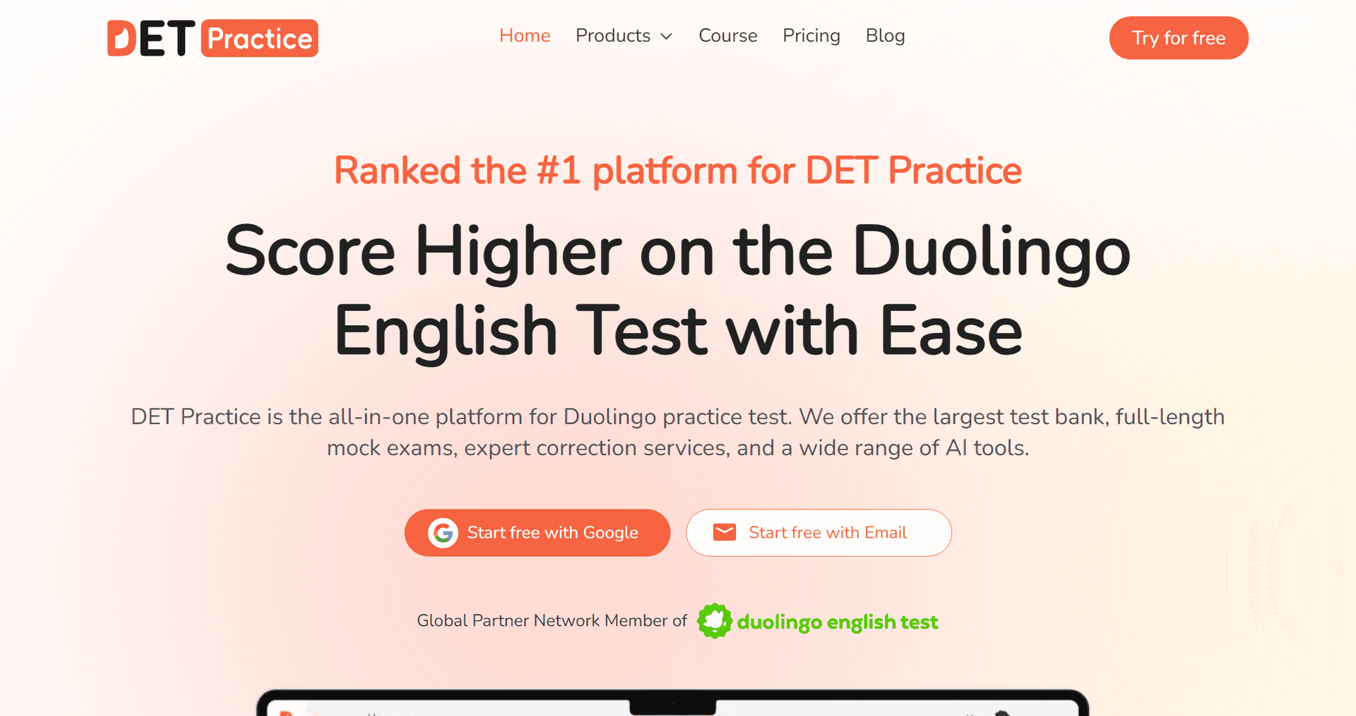 DET Practice - 多邻国英语测试（DET）备考神器：题库、模拟考、AI批改