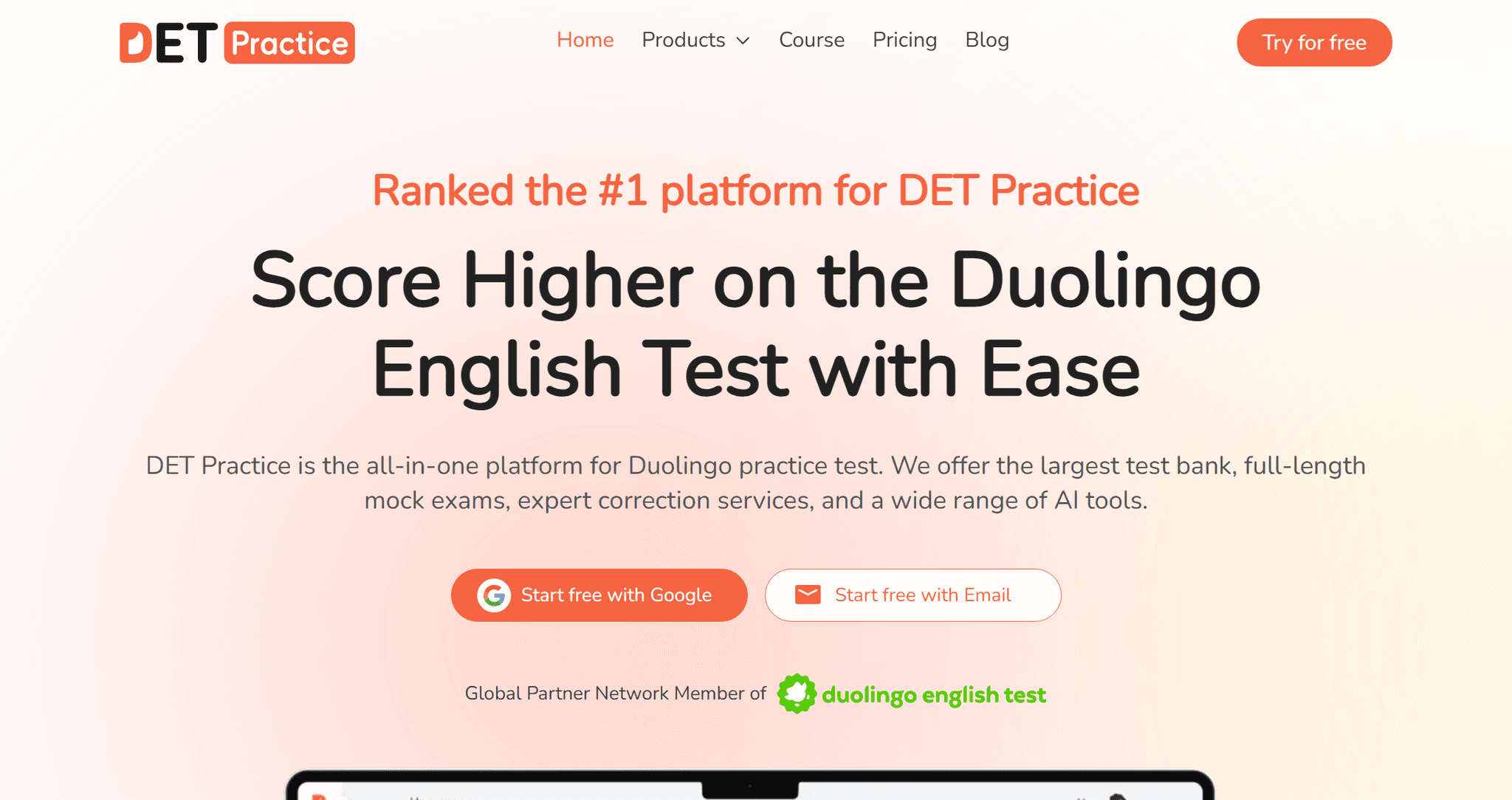 DET Practice - 多邻国英语测试（DET）备考神器：题库、模拟考、AI批改