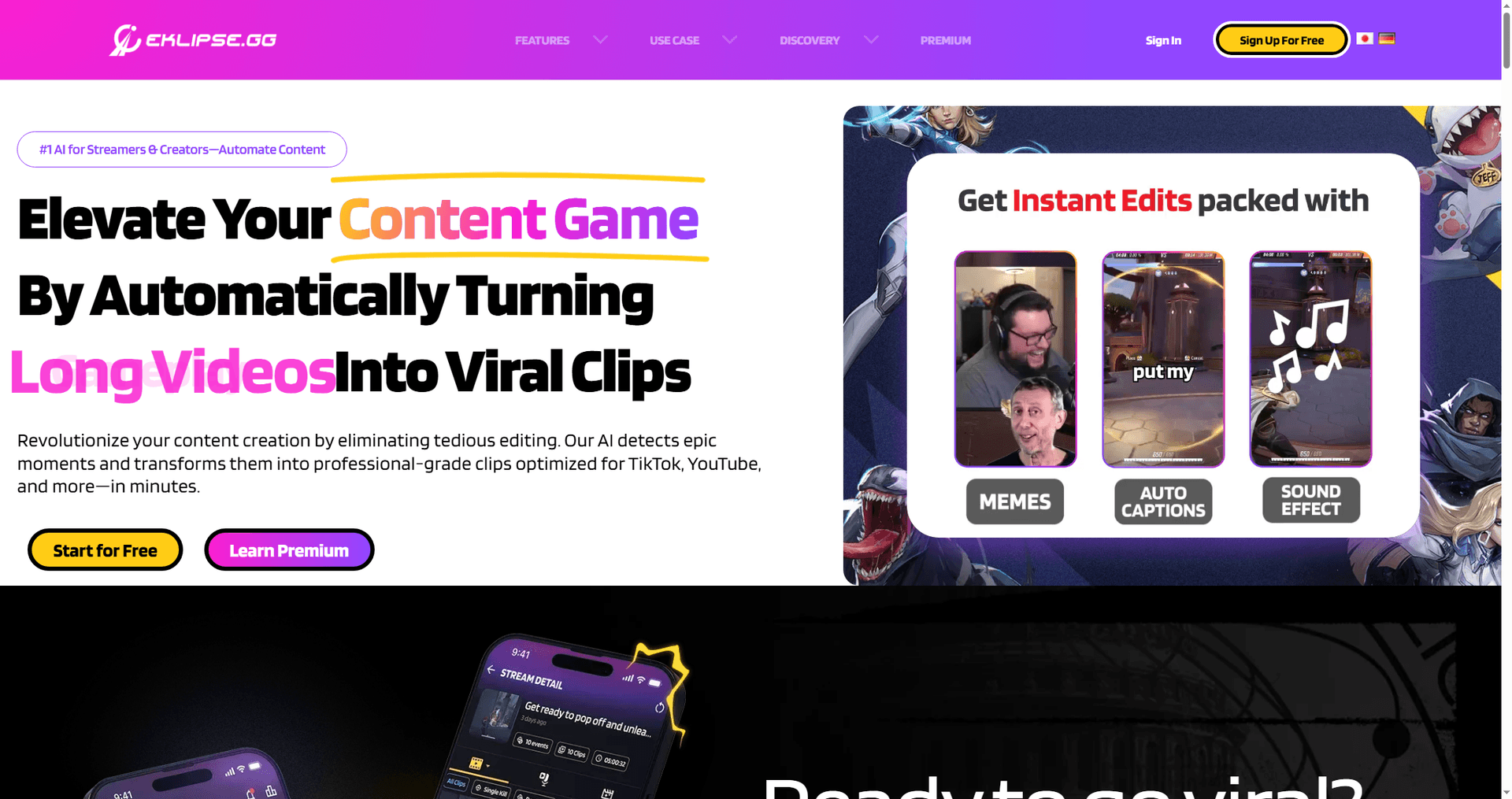 Eklipse - AI 游戏高光剪辑器：免费将 Twitch 片段转为 TikTok & Shorts