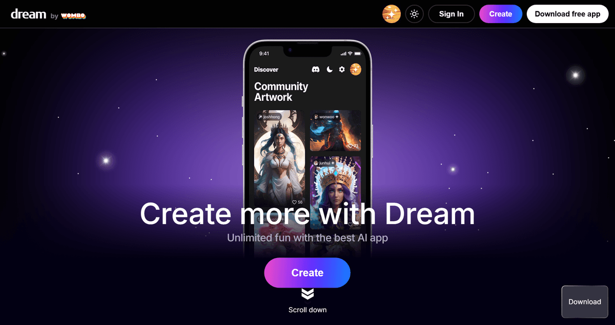 WOMBO Dream AI 绘画生成器 | 文字秒变数字艺术作品