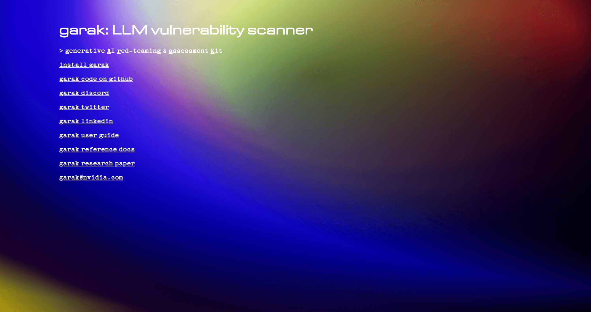 NVIDIA Garak - LLM 漏洞扫描与安全评估开源工具