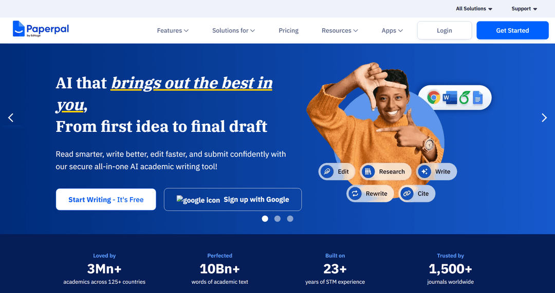 Paperpal 学术写作助手｜AI 论文润色、改写、查重与引用管理工具