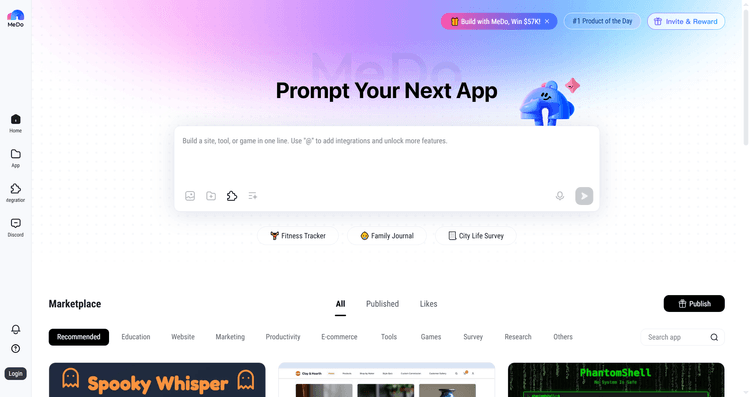 MeDo - 快速搭建无代码 AI 应用与网站