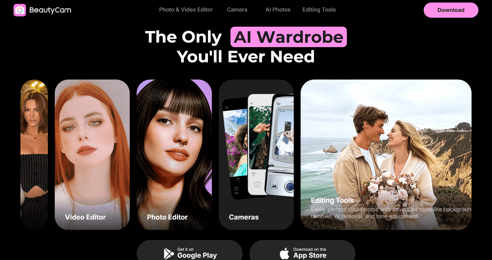 BeautyCam 相机｜AI智能美颜、复古滤镜与视频修饰全能编辑器