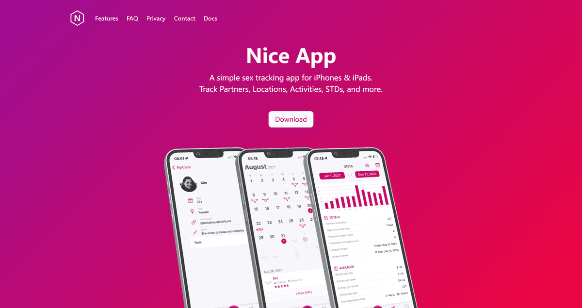Nice App - 保护隐私的性生活日历与健康追踪器 (iOS)