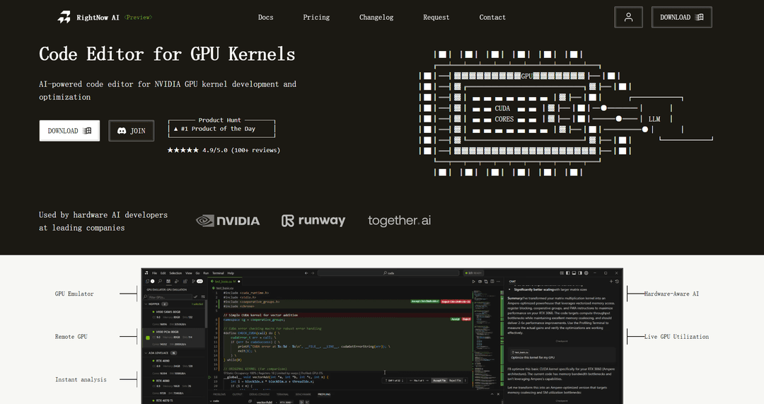 RightNow AI - NVIDIA GPU 内核开发的一体化 AI 代码编辑器