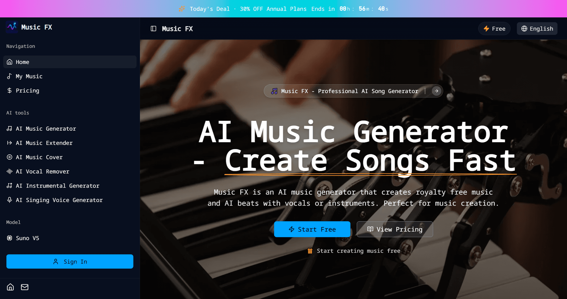 Music FX：AI 音乐生成器 | 免费创作免版税商用音乐与伴奏